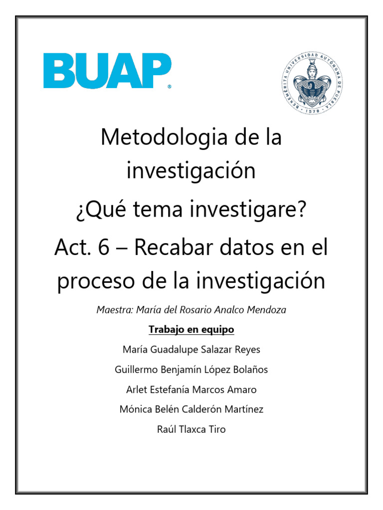 ACT6 Metodología 1 | PDF | Cuestionario | Metodología de encuesta