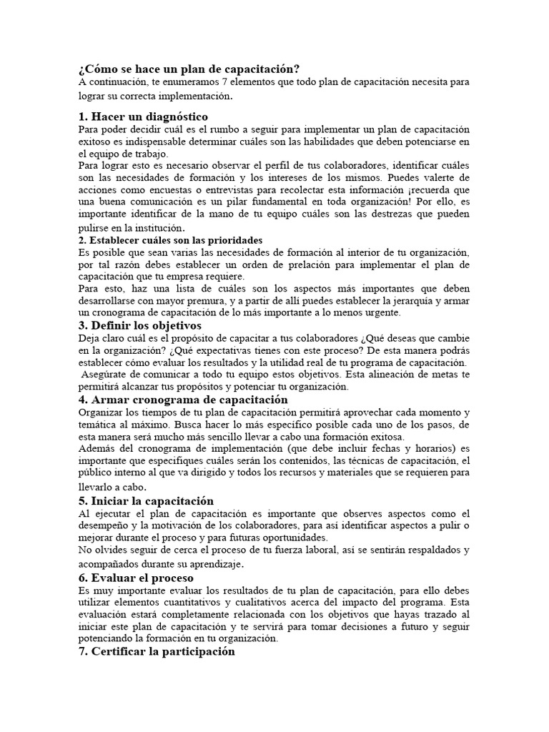 Cómo Se Hace Un Plan de Capacitación | PDF | Gestión de recursos humanos | Business