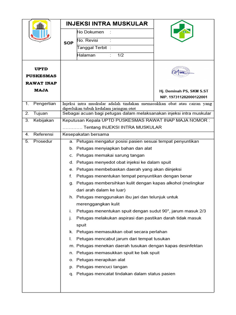 SOP Injeksi Intramuskular | PDF