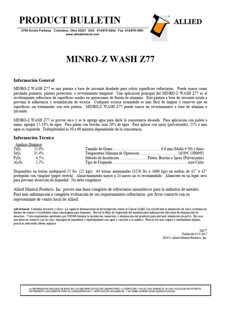 Minro Z Wash Z 77 | PDF