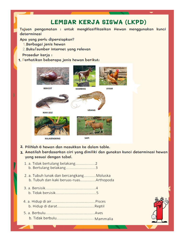 LKPD Ipa Kelas Vii Materi Klasifikasi Makhluk Hidup - Unduh Buku - 1-8 ...