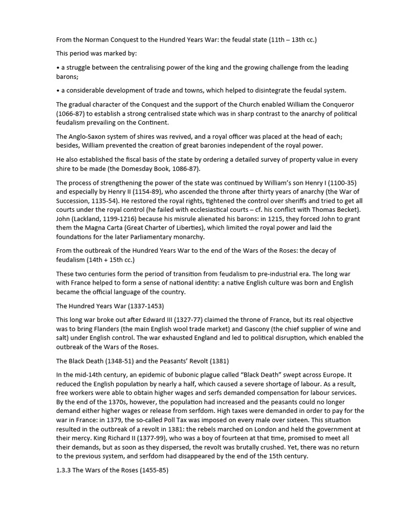 From The Norman Conquest To The Hundred Years War | PDF