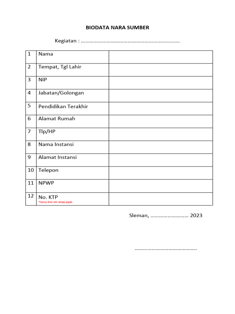 Biodata Narasumber | PDF Biodata Narasumber | PDF