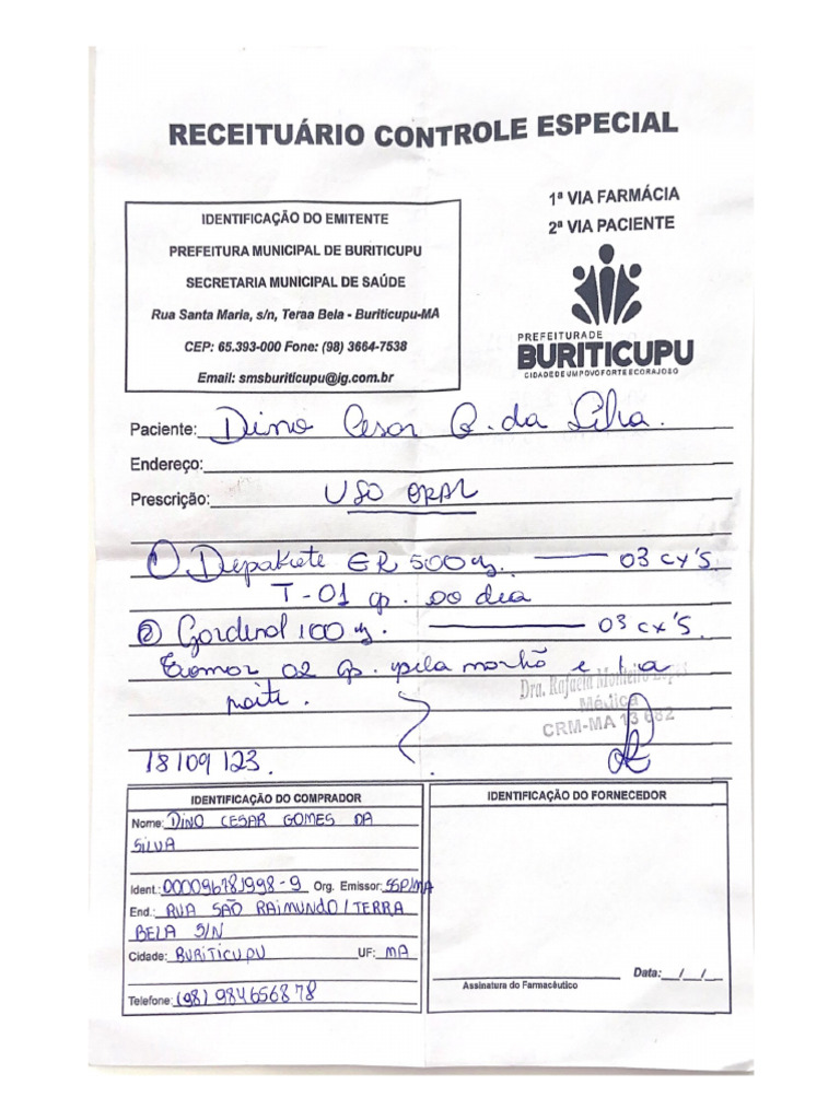 Receituário Controle Especial-1 | PDF