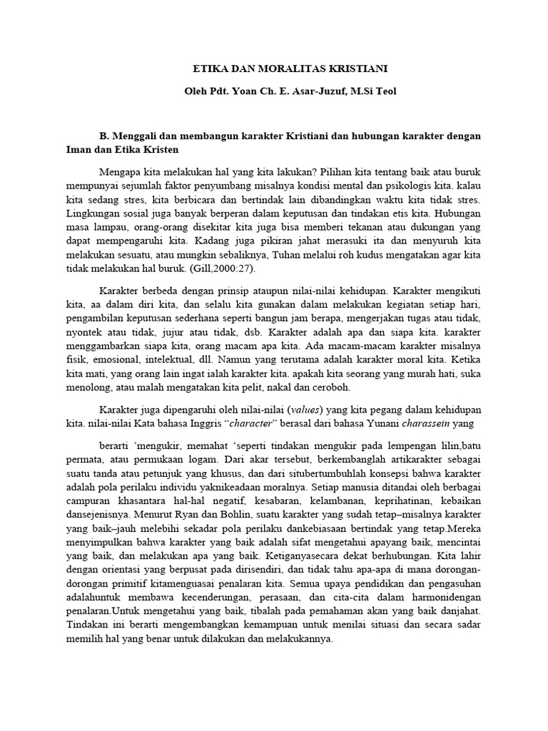 Etika Dan Moralitas Kristiani 2 | PDF | Pengembangan Diri