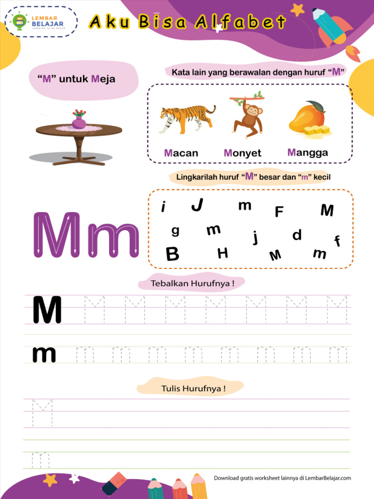 Worksheet Menulis Huruf M | PDF