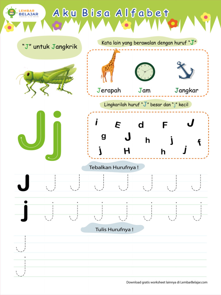Worksheet Menulis Huruf J | PDF