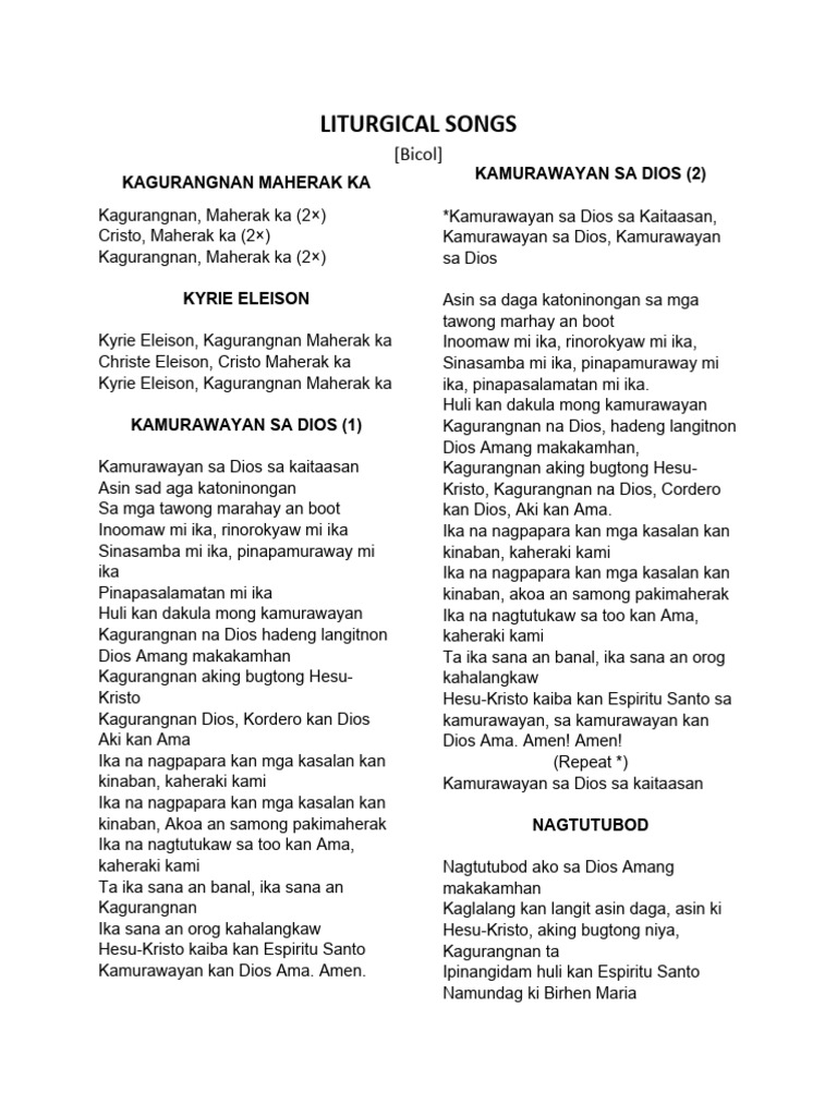 Liturgical Songs | PDF