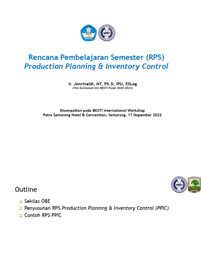 RPS Perencanaan Dan Pengendalian Produksi 2022 - Pak Jonrinaldi | PDF