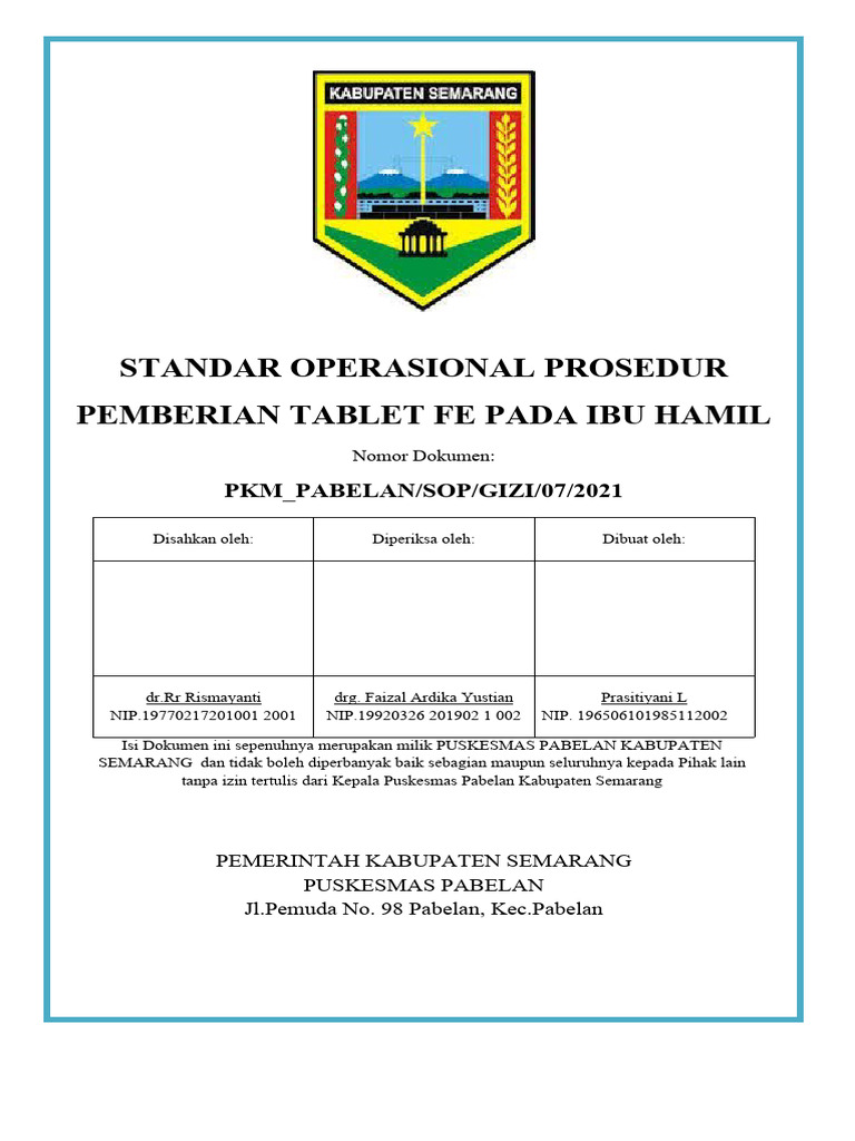 SOP Pemberian Fe Pada Bumil Ukm | PDF
