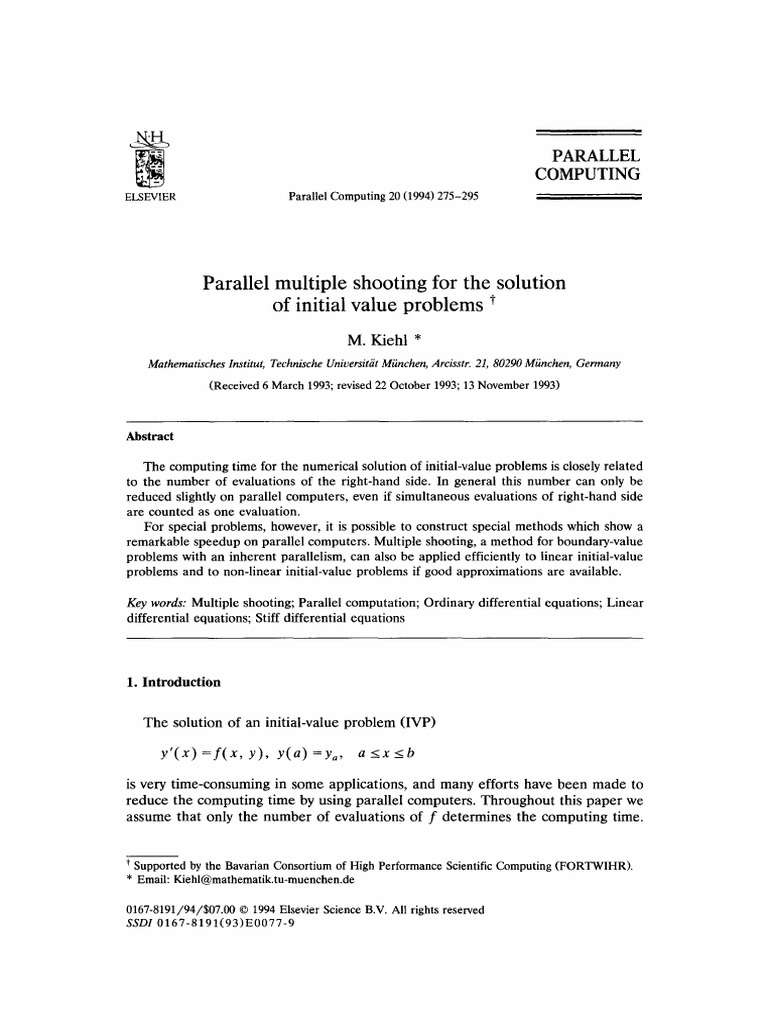 Parallel Multiple Shooting For The Solution of Initial Value Problems | PDF Parallel Multiple Shooting For The Solution of Initial Value Problems | PDF