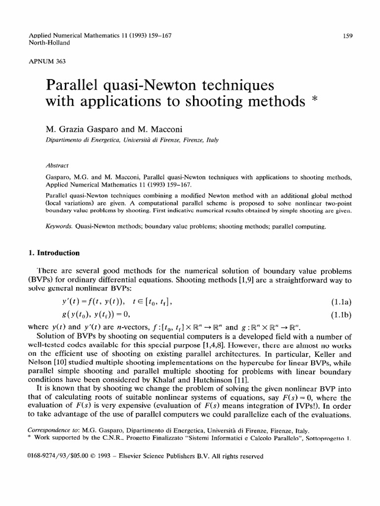 Parallel Quasi-Newton Techniques With Applications To Shooting Methods | PDF