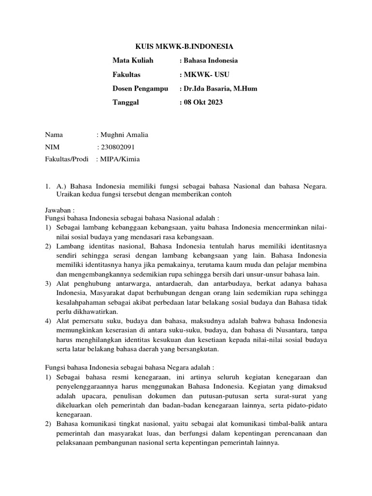 Kuis B.indo Elearning | PDF