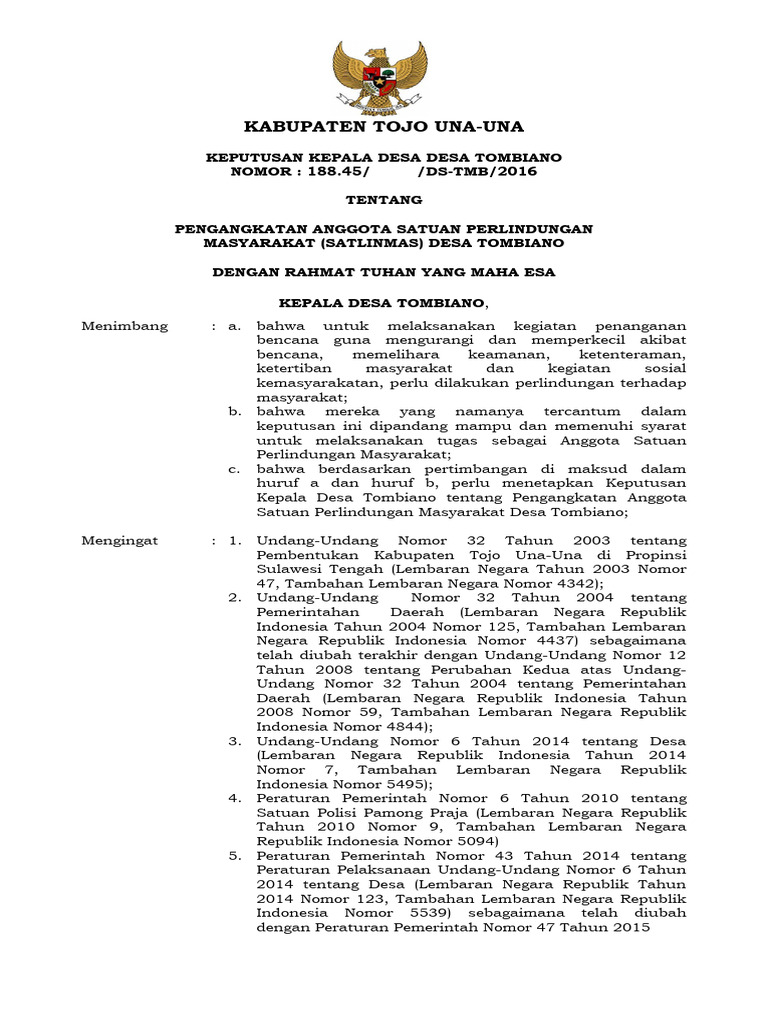 SK Hansip Terbaru 2016 | PDF