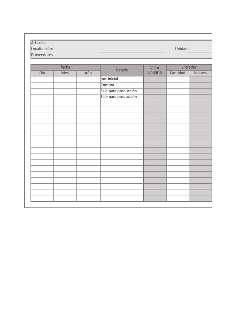 Kardex - Modelo | PDF