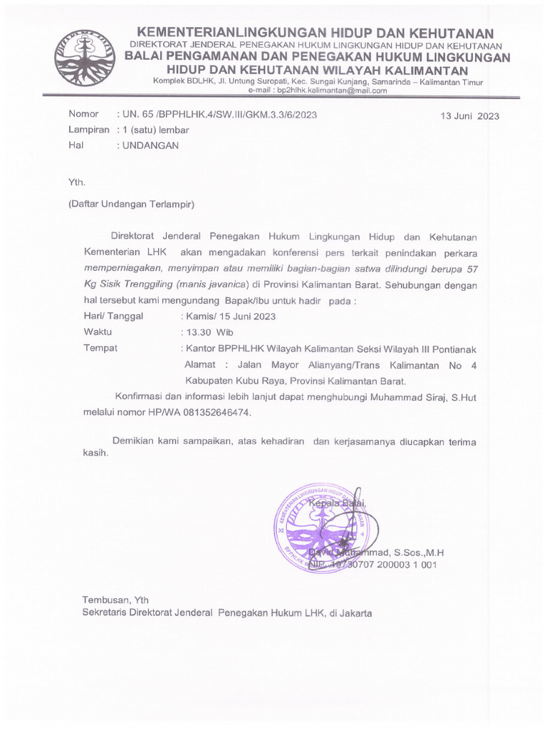 Undangan Pres Rilis Kalbar Juni | PDF