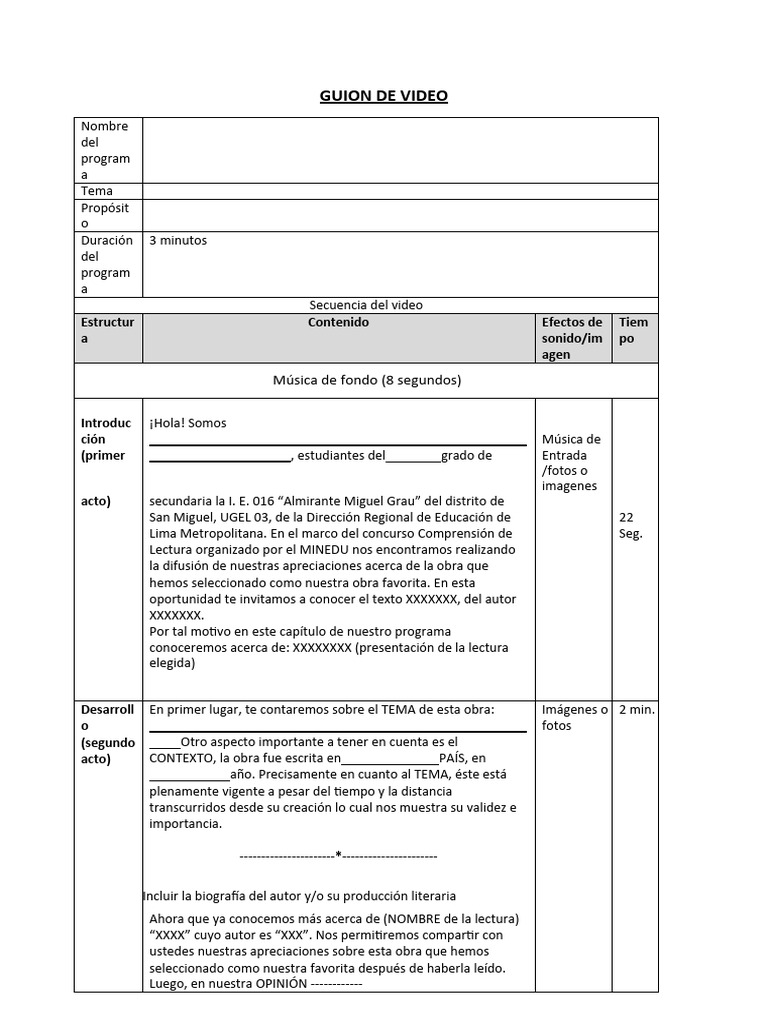 Guion de Video | PDF