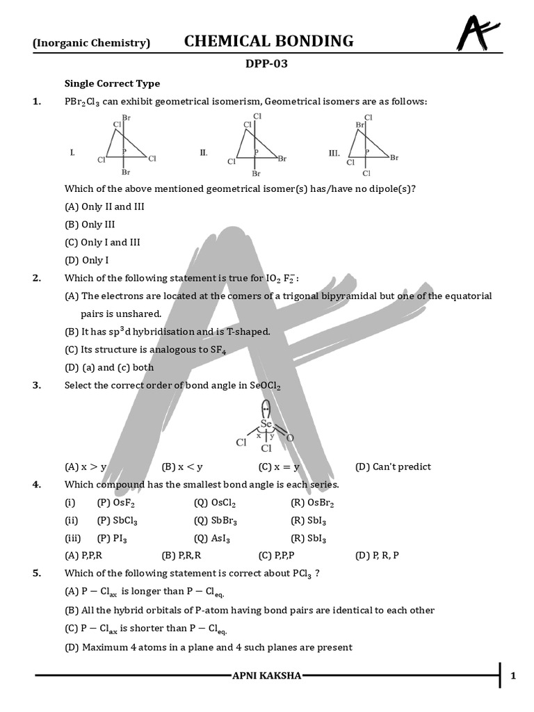 DPP - 03 - Chemical Bonding | PDF
