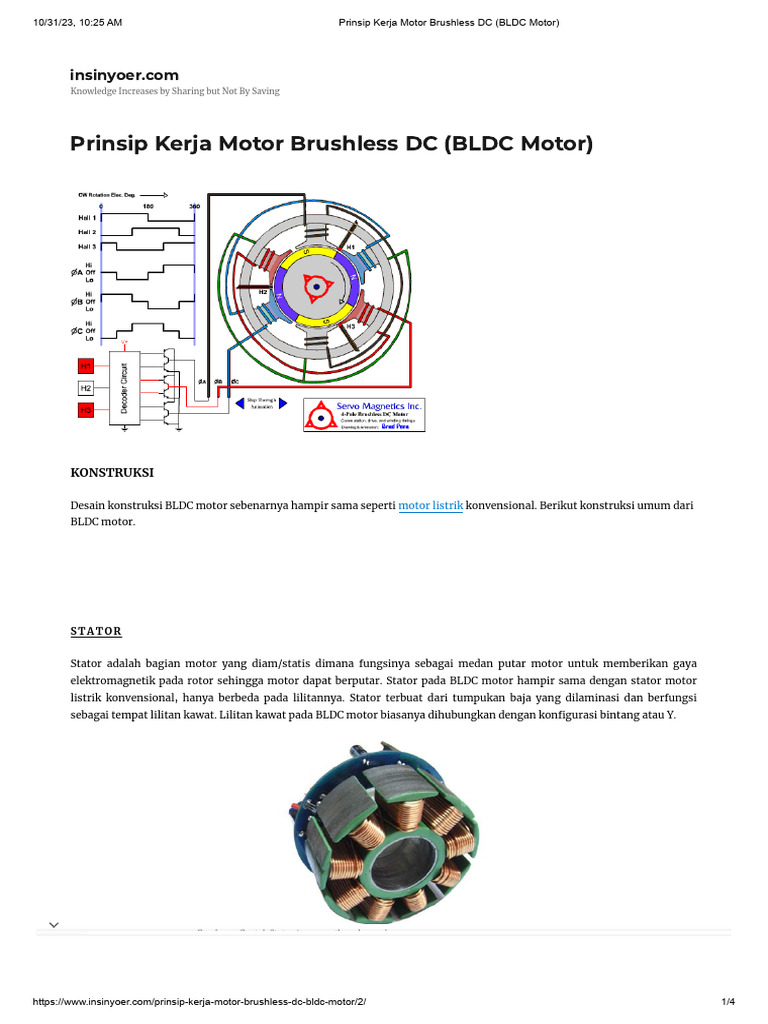 Prinsip Kerja Motor Brushless DC (BLDC Motor) | PDF