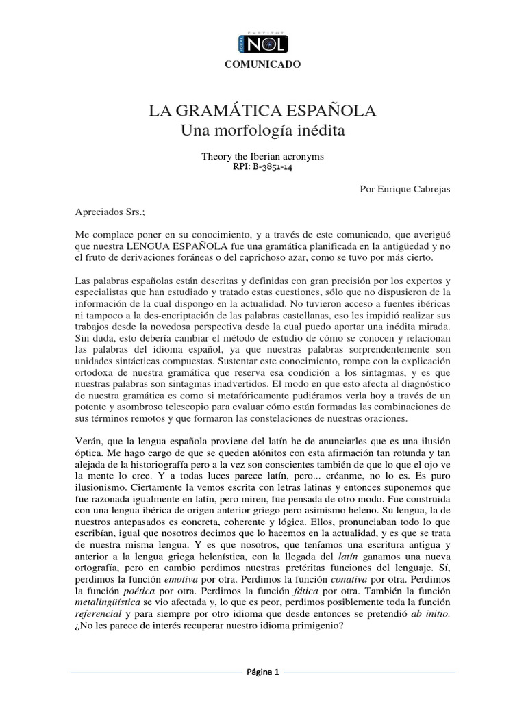 La Gramatica Espanola Una Morfologia Ine | PDF La Gramatica Espanola Una Morfologia Ine | PDF