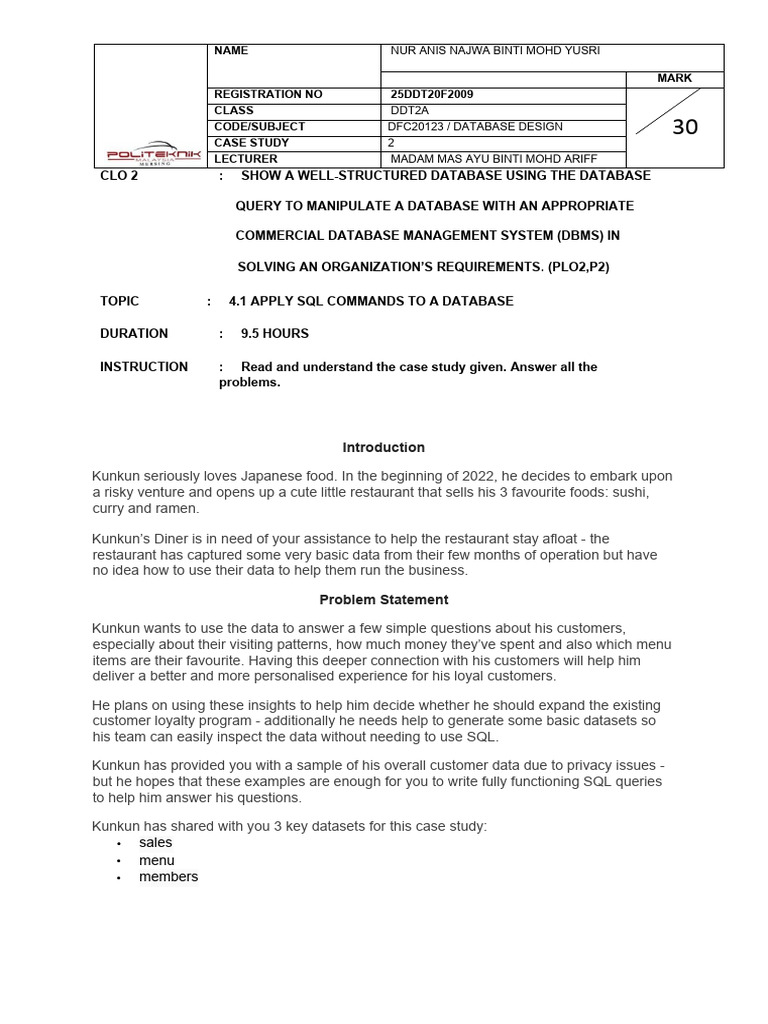 DD Case Study 2 Answer | PDF