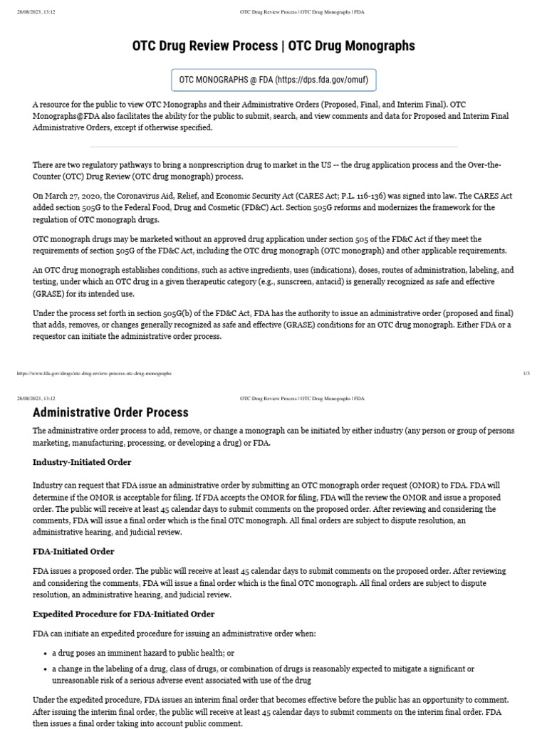 OTC Drug Monograph Guide | PDF