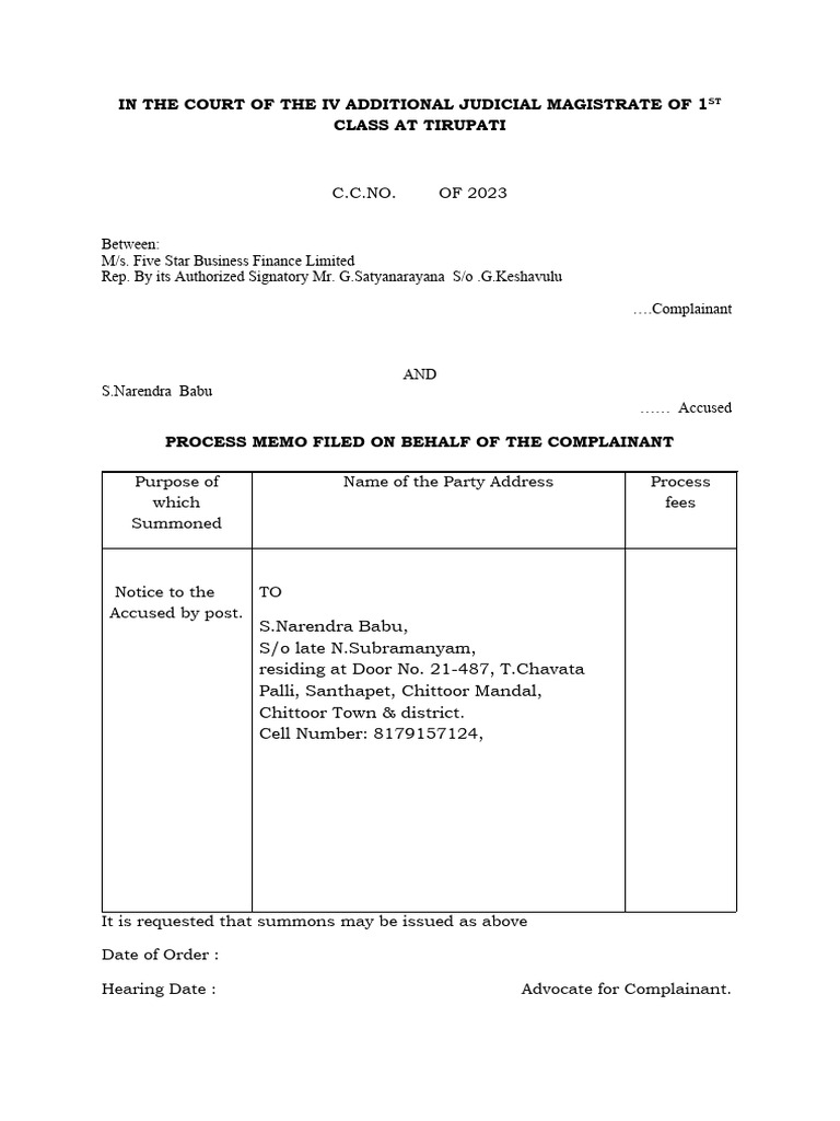 Process Memo - Ni Act | PDF