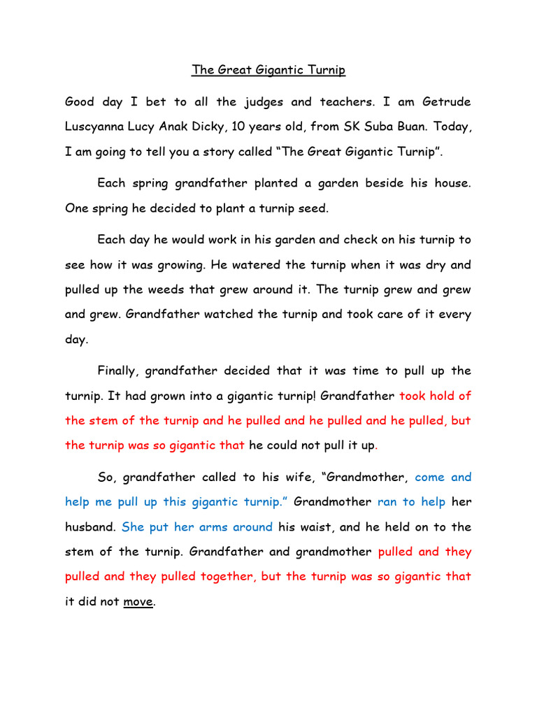 The Great Gigantic Turnip Story | PDF