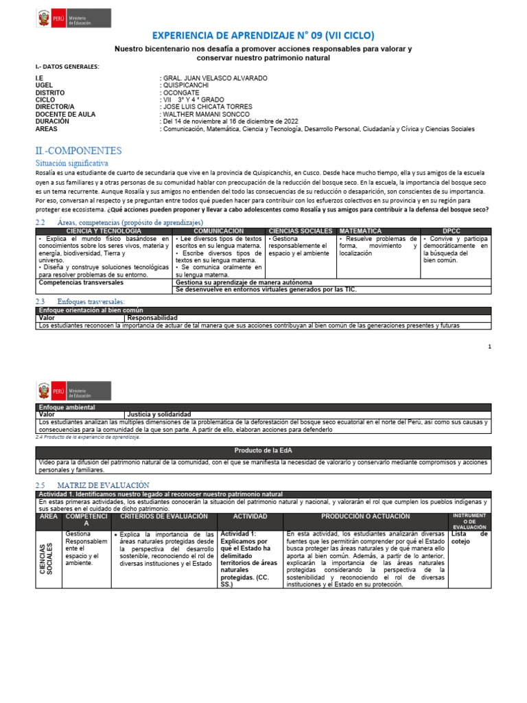 EdA #09 3 ° Y 4 °GRADO SEC | PDF