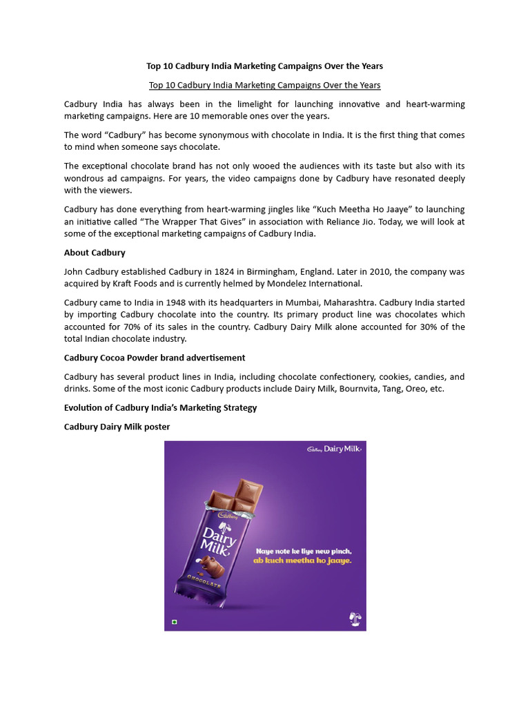 Cadbury Adv & Branding | PDF