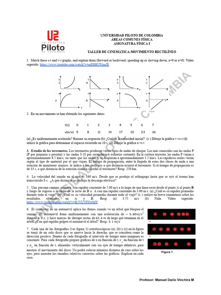 Taller de Cinemática | PDF