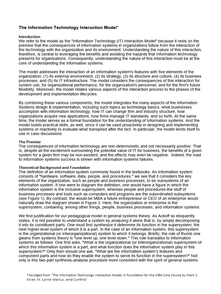 IT Interaction Model Revised2023 | PDF