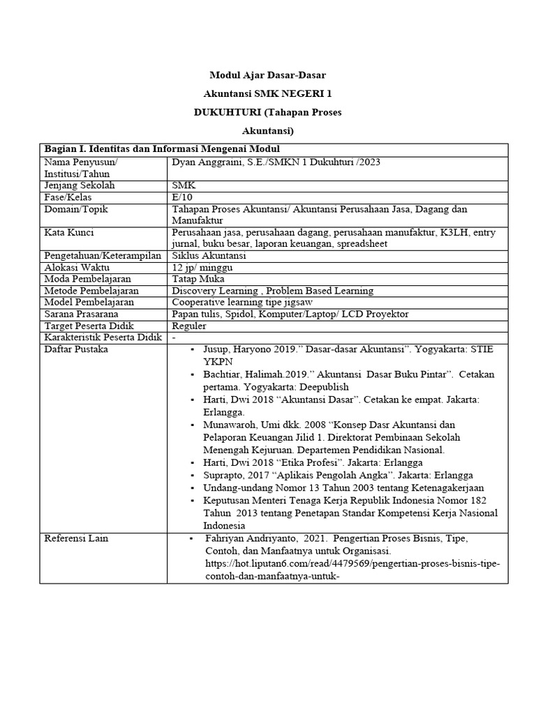 4 Modul Ajar Dasar Dasar Akuntansi Oke | PDF