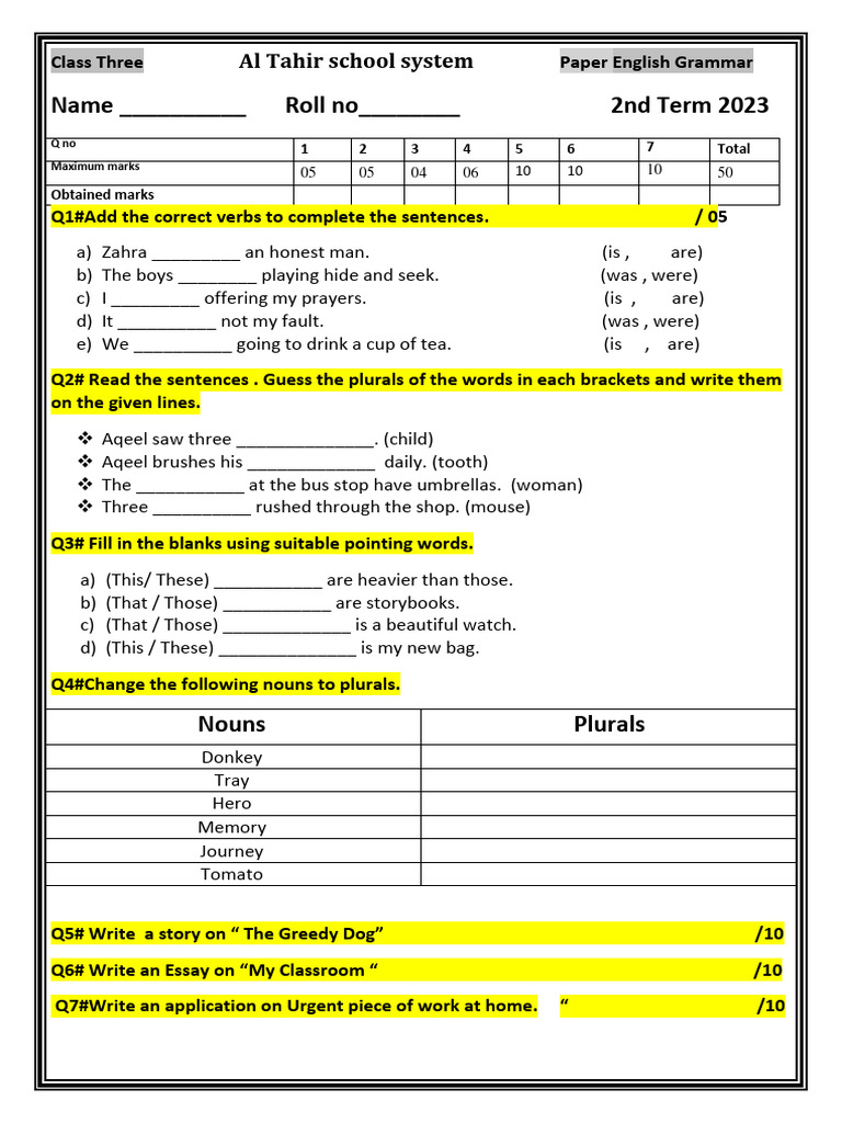 Class 3 E Grammar Done | PDF