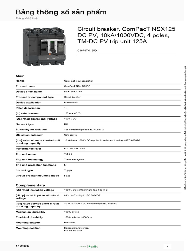 ComPacT For DC Networks - New Generation - C16F4TM125D1 | PDF