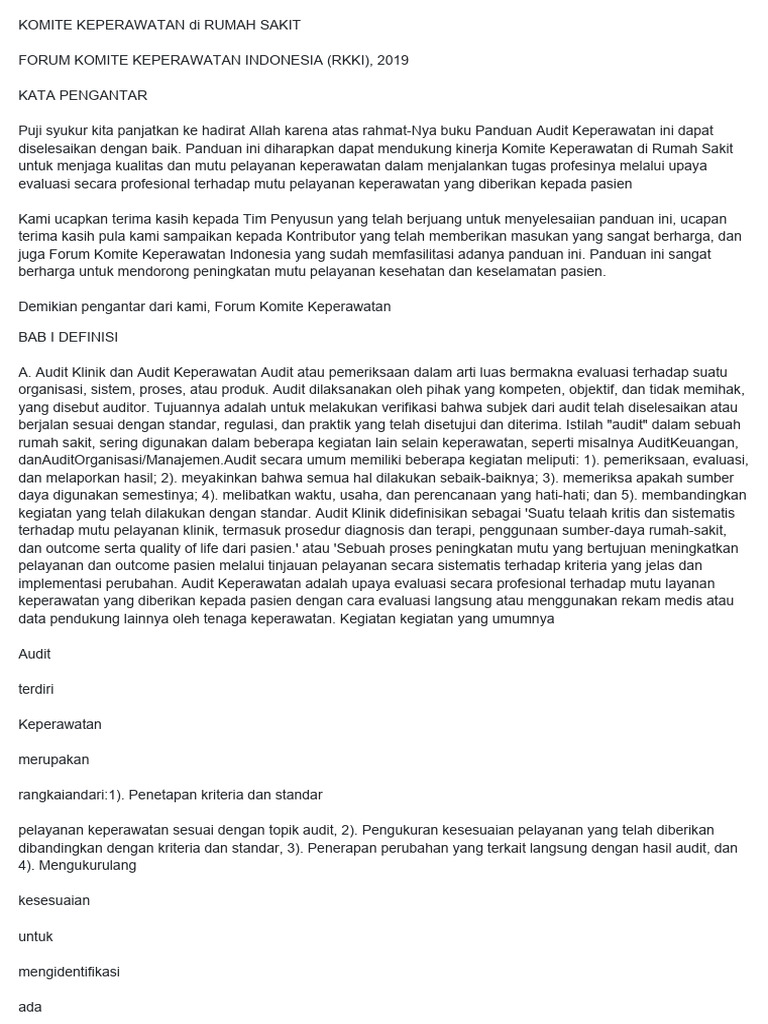 AUDIT KEP Forum Komite Keperawatan Indonesia 2019 | PDF