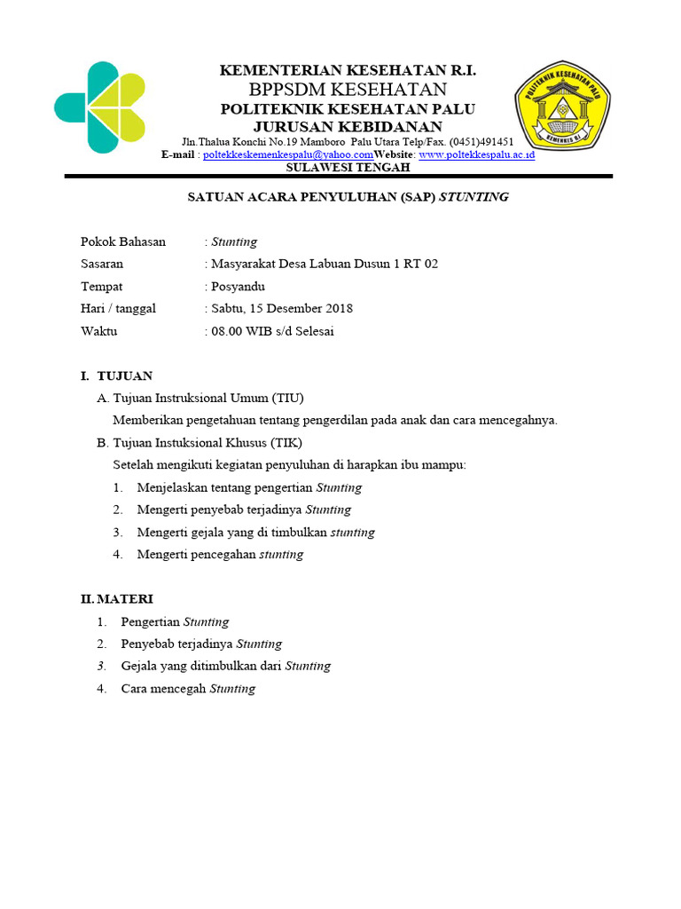 3 Contoh SAP Stunting | PDF