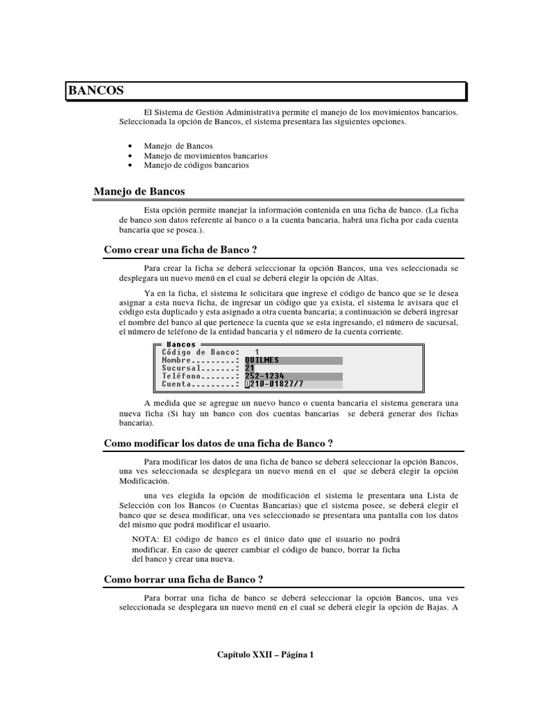 BANCOS. Manejo de Bancos. Como Crear Una Ficha de Banco - Como Modificar Los Datos de Una Ficha ...