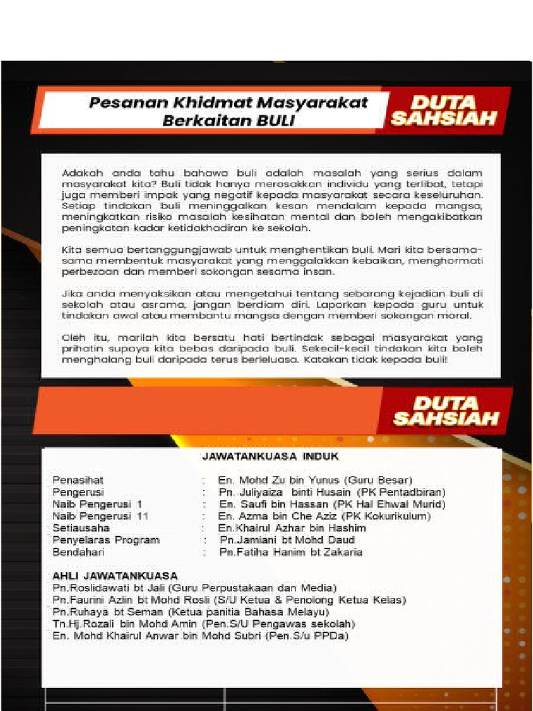 Buku Program Duta Sahsiah 2023 | PDF