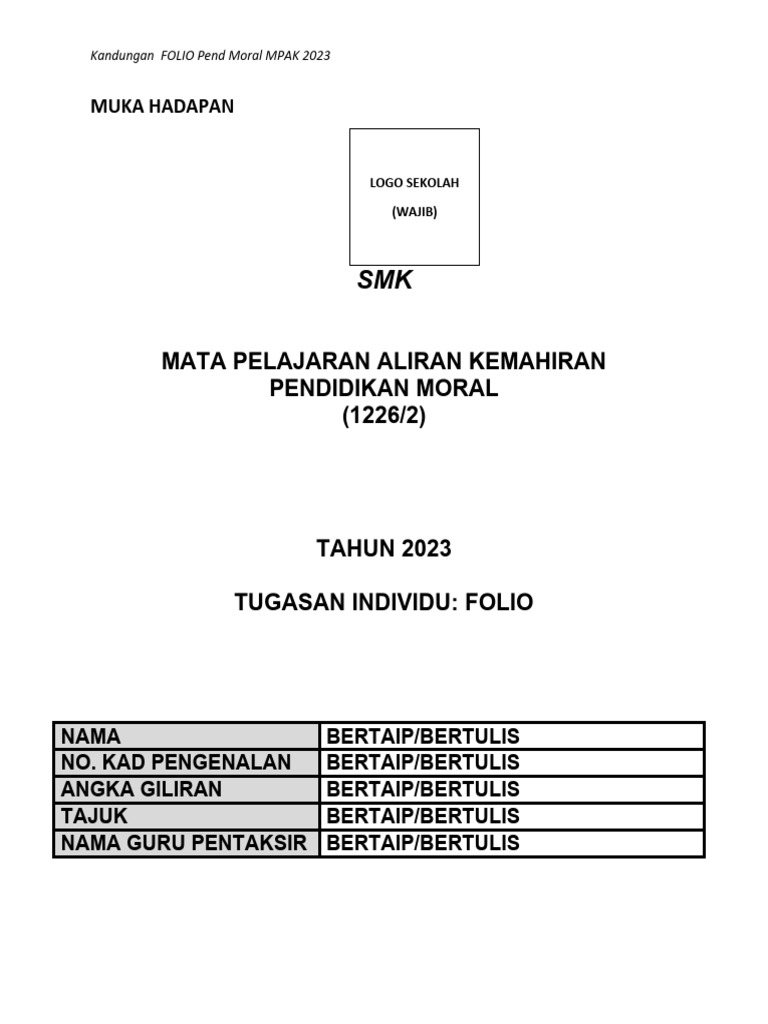Format Folio 2023 | PDF