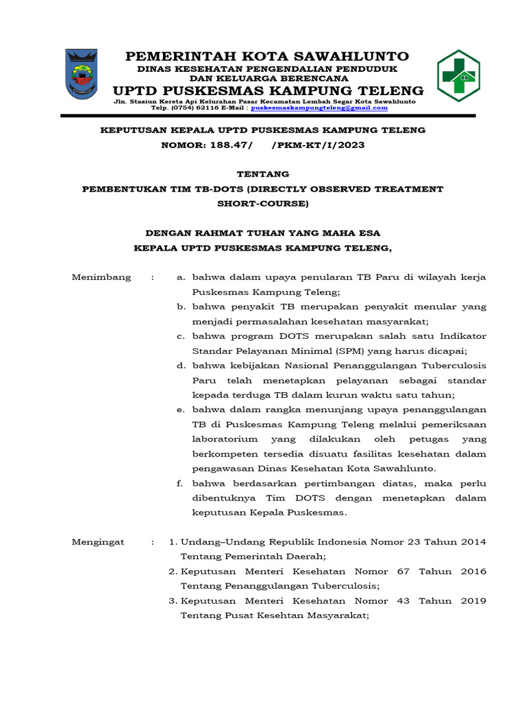 Ep4.4.1.3.a (SK DOTS TB) Perbaikan | PDF