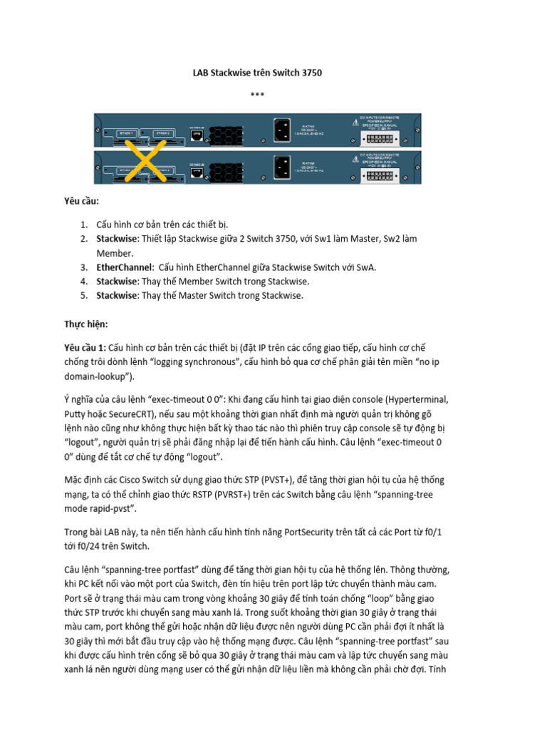 Lab Stackwise Switch 3750 (BQK) | PDF