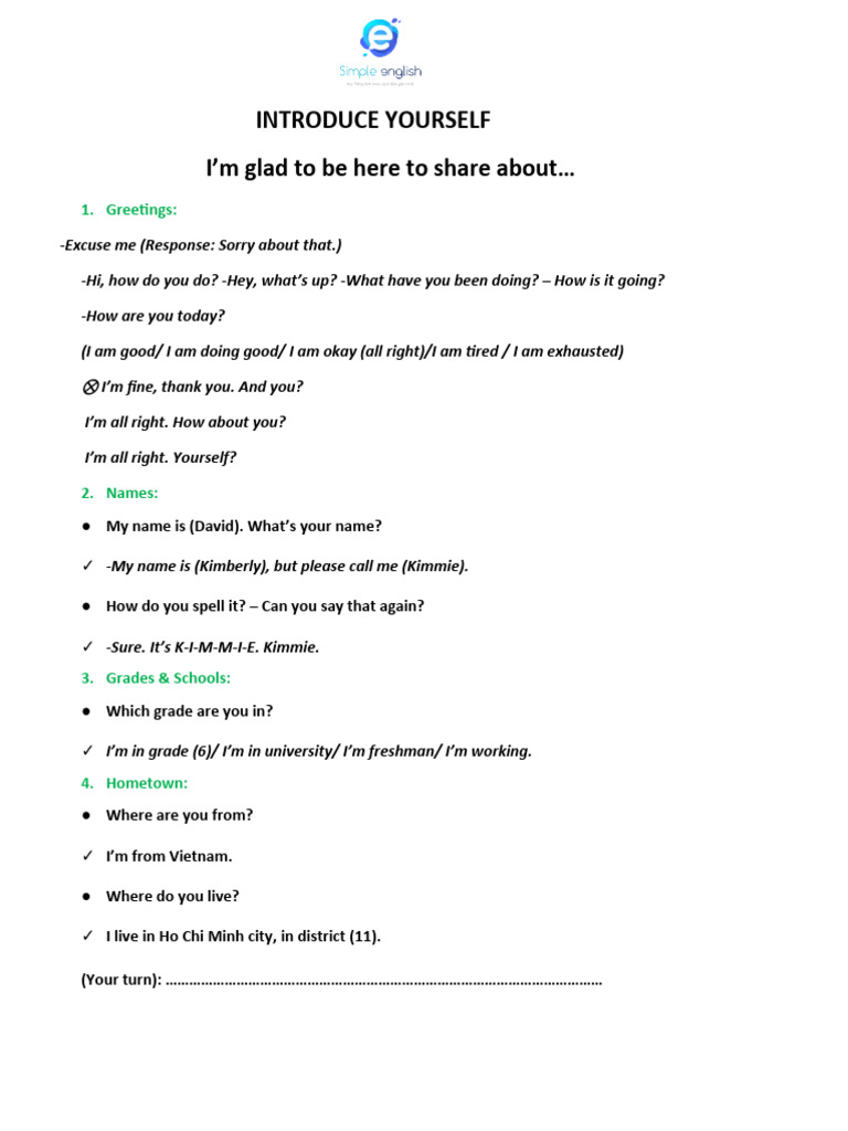 Introduce Yourself | PDF