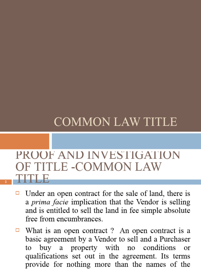 Common Law Title 2017 | PDF