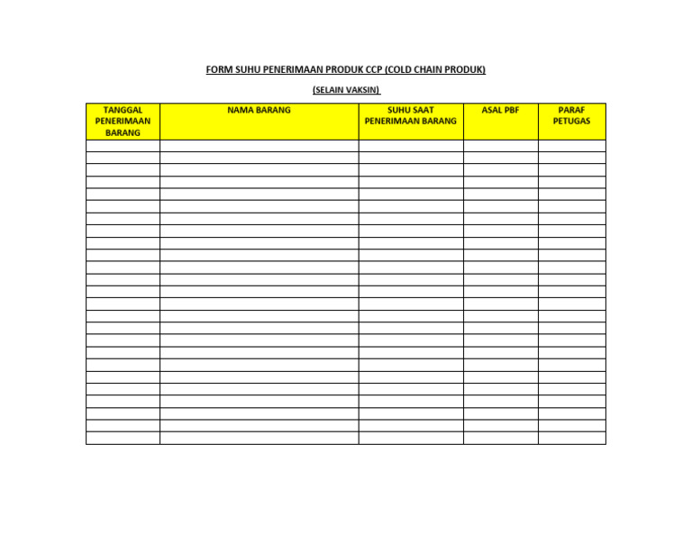 Form Suhu Penerimaan Produk CCP | PDF