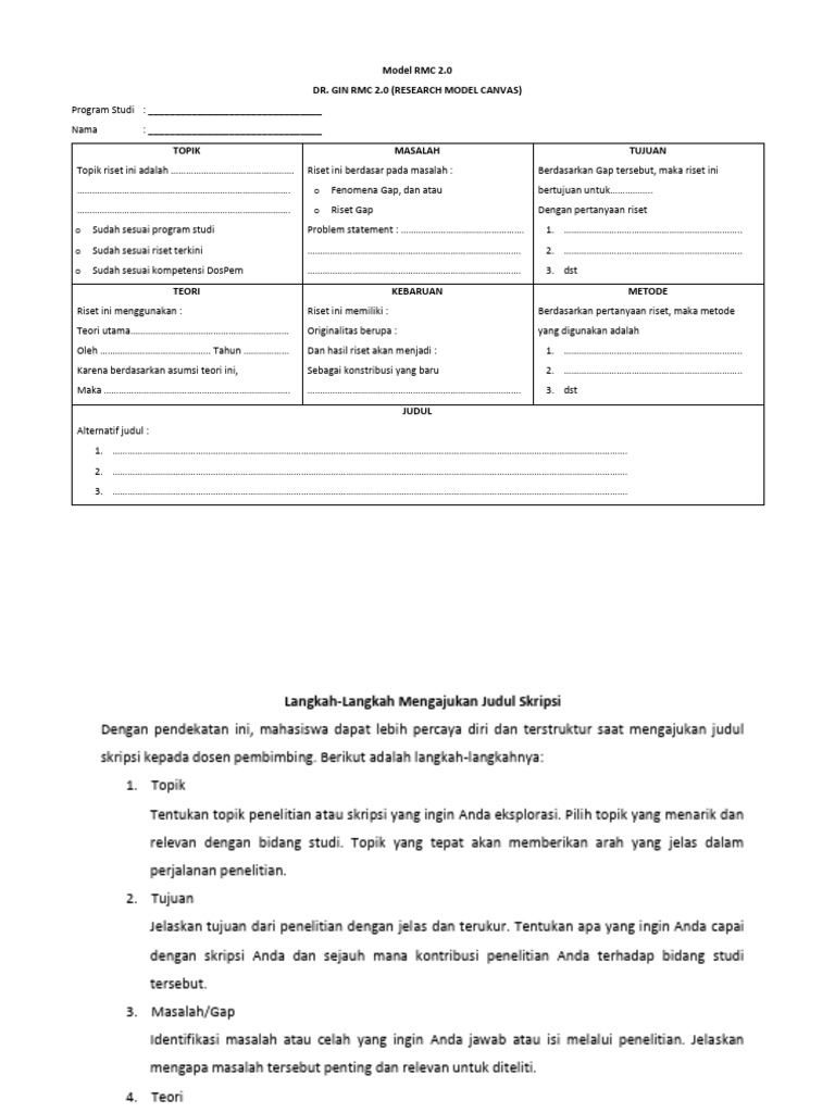 Panduan Model RMC 2.0 untuk Skripsi | PDF | Karier & Perkembangan