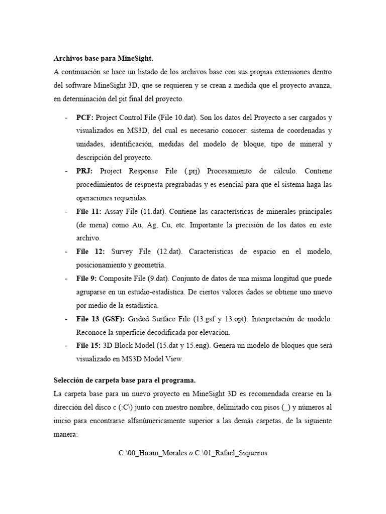 Archivos Base para MineSight | PDF
