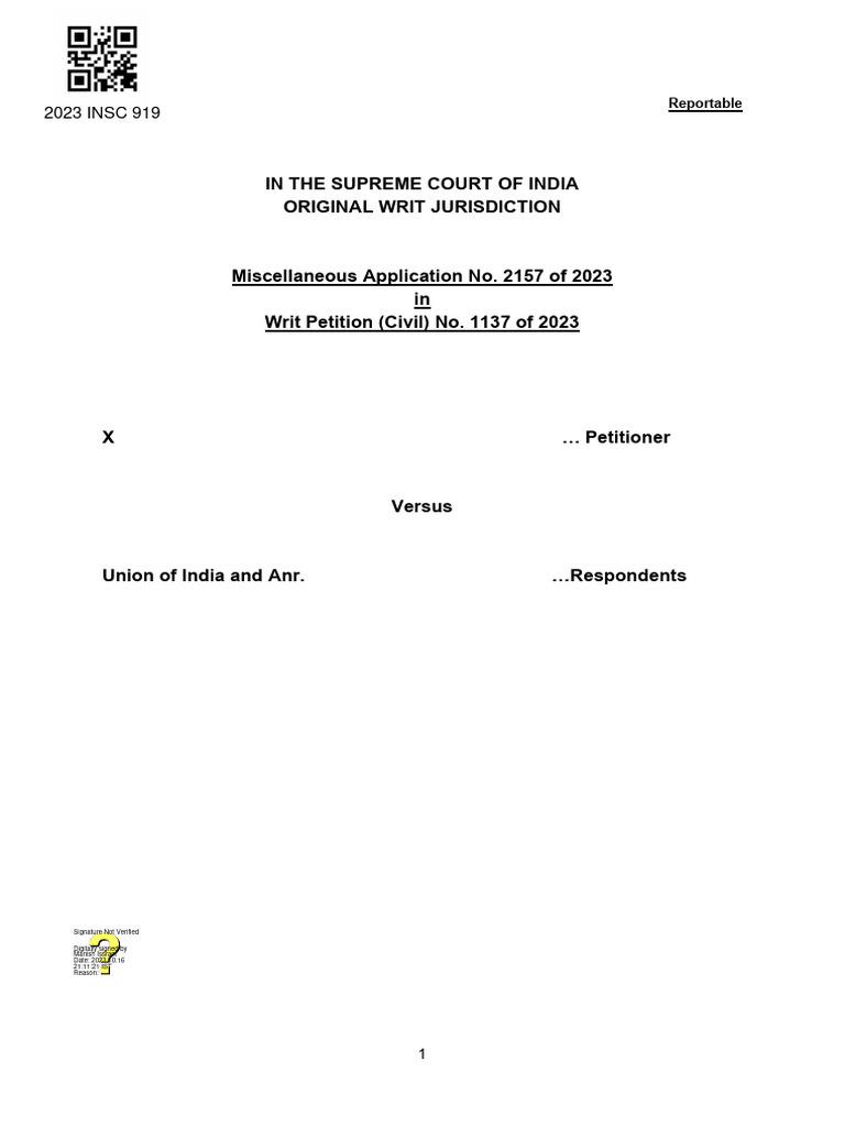 Abortion Case - Poonam Sharma Vs UOI | PDF