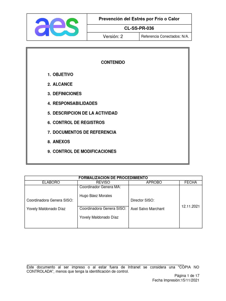 CL-SS-PR-036 Prevención Del Estrés Por Frío o Calor V2 | PDF