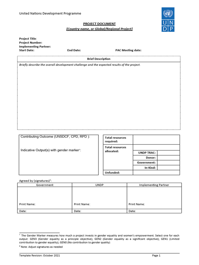 PPM - Formulate Programmes and Projects - Project Document Template | PDF